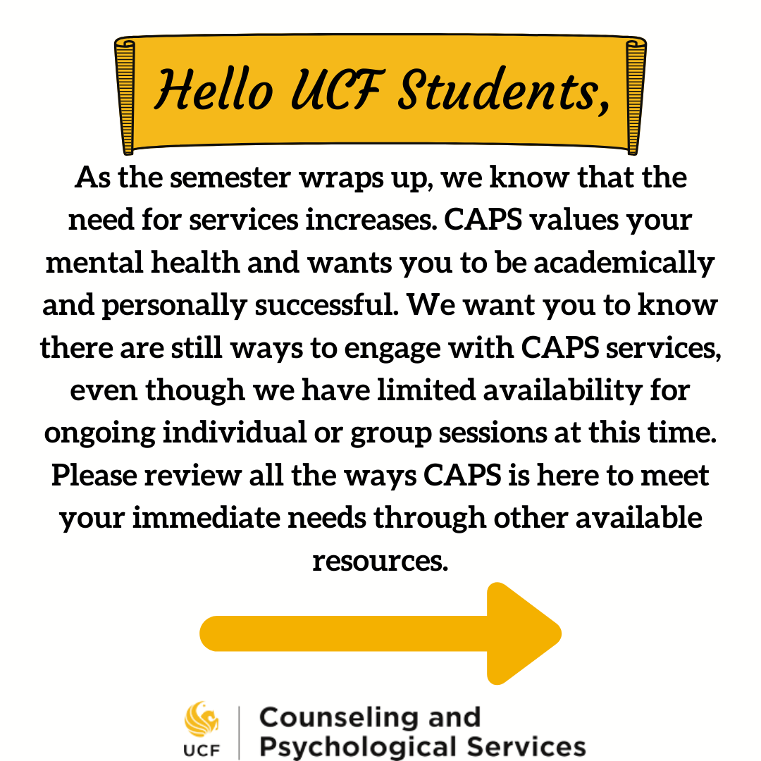 Home page info- semester messages • Counseling and Psychological ...